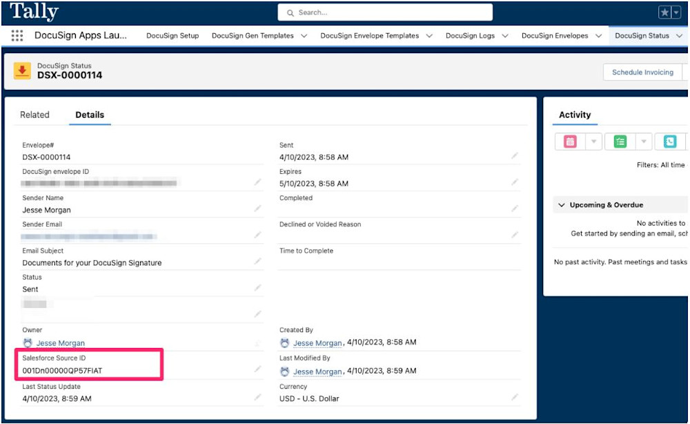 Docusign For Salesforce How To Create A Lookup Relationship Between Docusign Status And