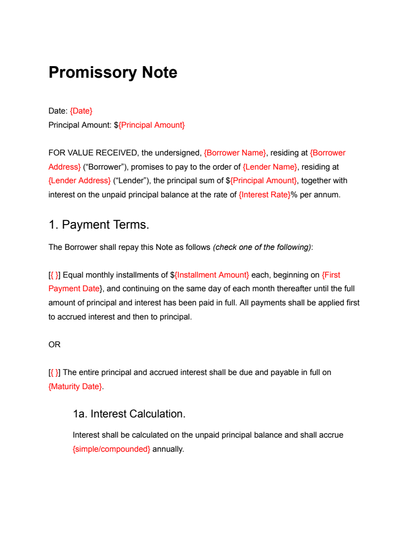 Promissory Note Template and Free IOU Contract | Docusign
