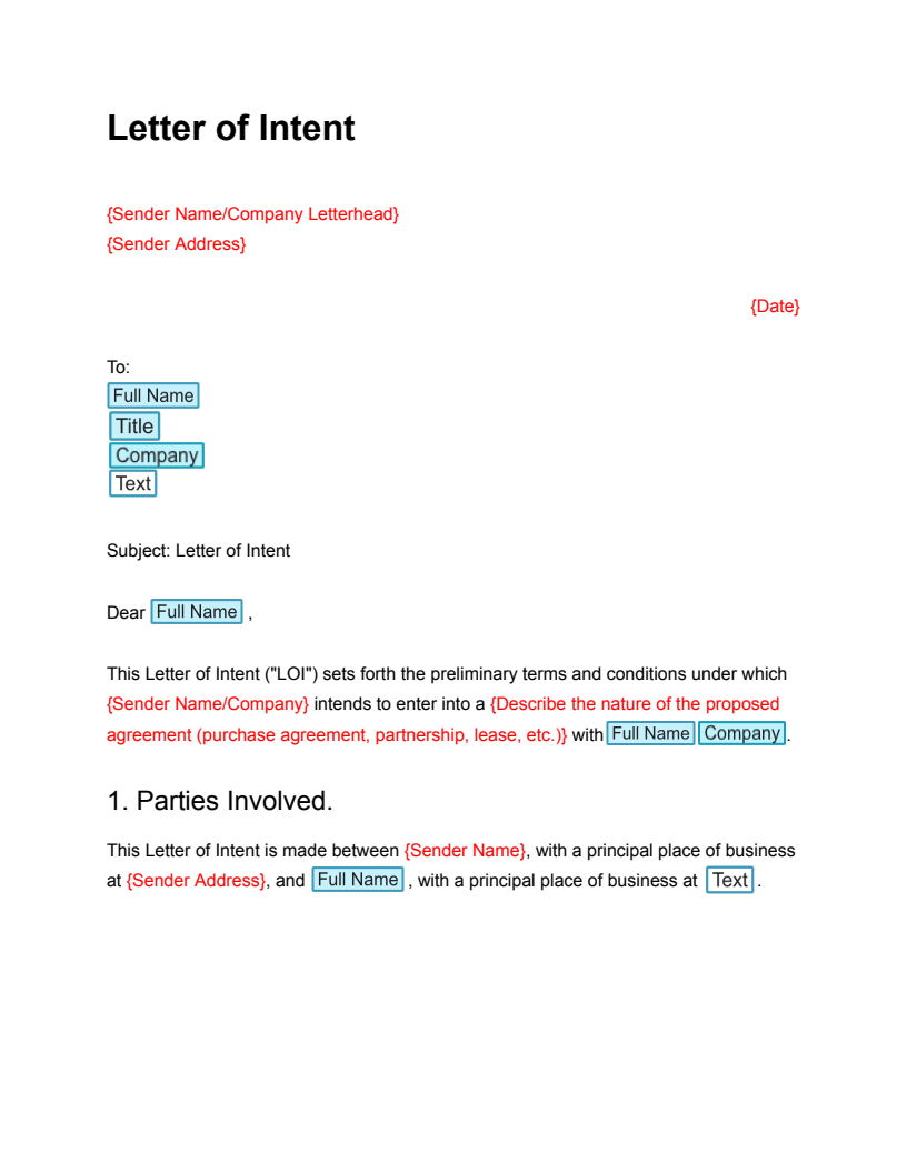 Letter of Intent Template: Free MOU Contract | Docusign