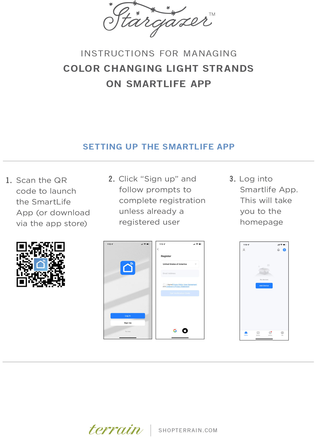 Instructions for Managing Color Changing Light Strands on Smartlife App