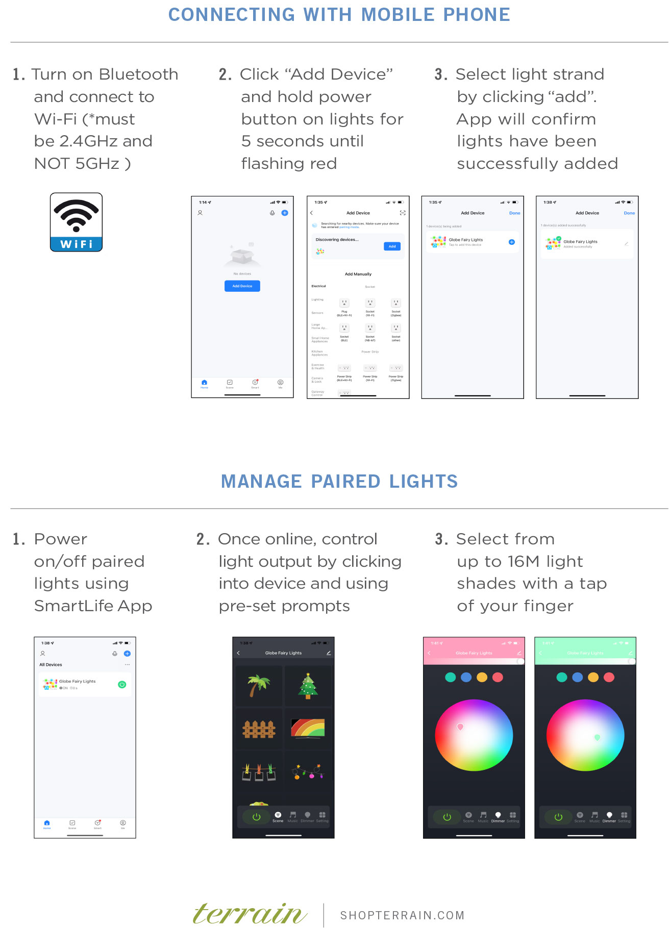 Instructions for Managing Color Changing Light Strands on Smartlife App