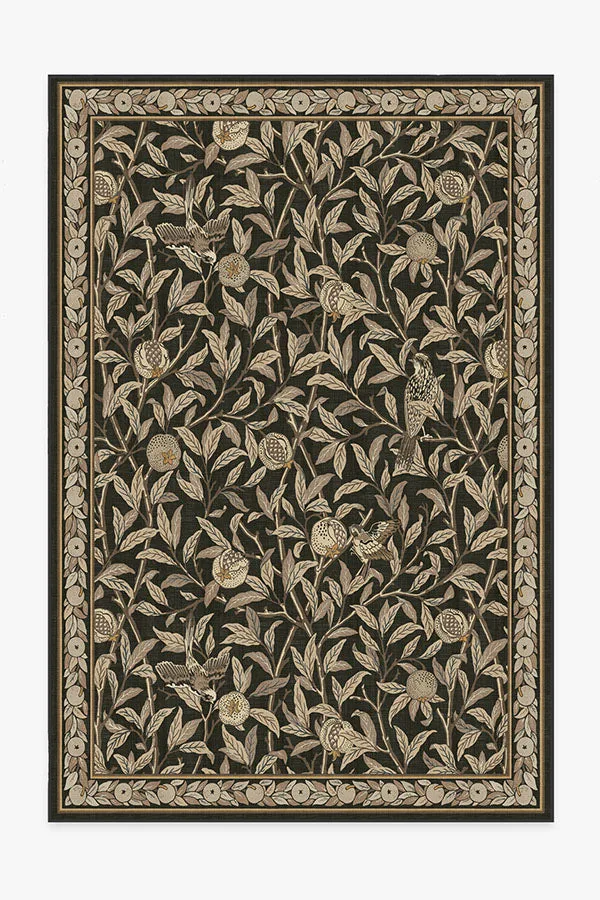 Morris & Co. Bird & Pomegranate Soft Black Rug | Ruggable