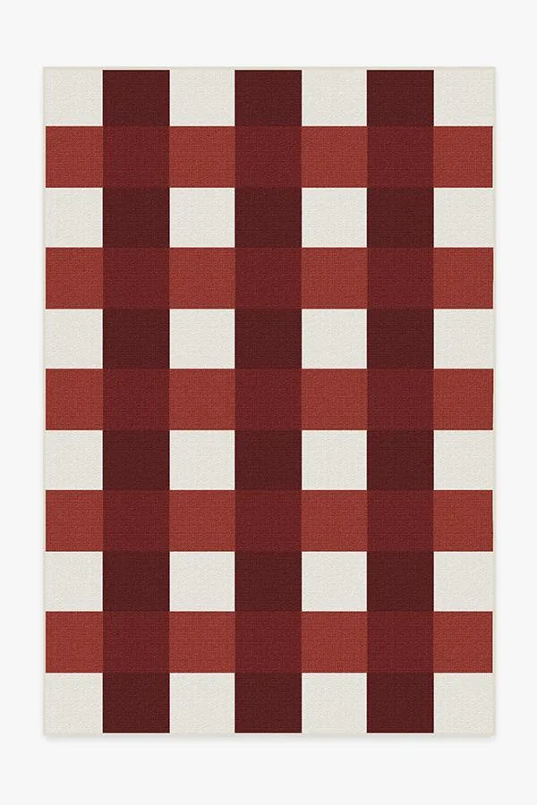 Outdoor Gingham Plaid Red & White Rug | Ruggable