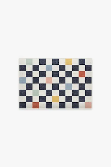 Bain Checkered Multicolor Bath Mat | Ruggable