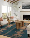 Lark Blue & Rose Rug | Ruggable