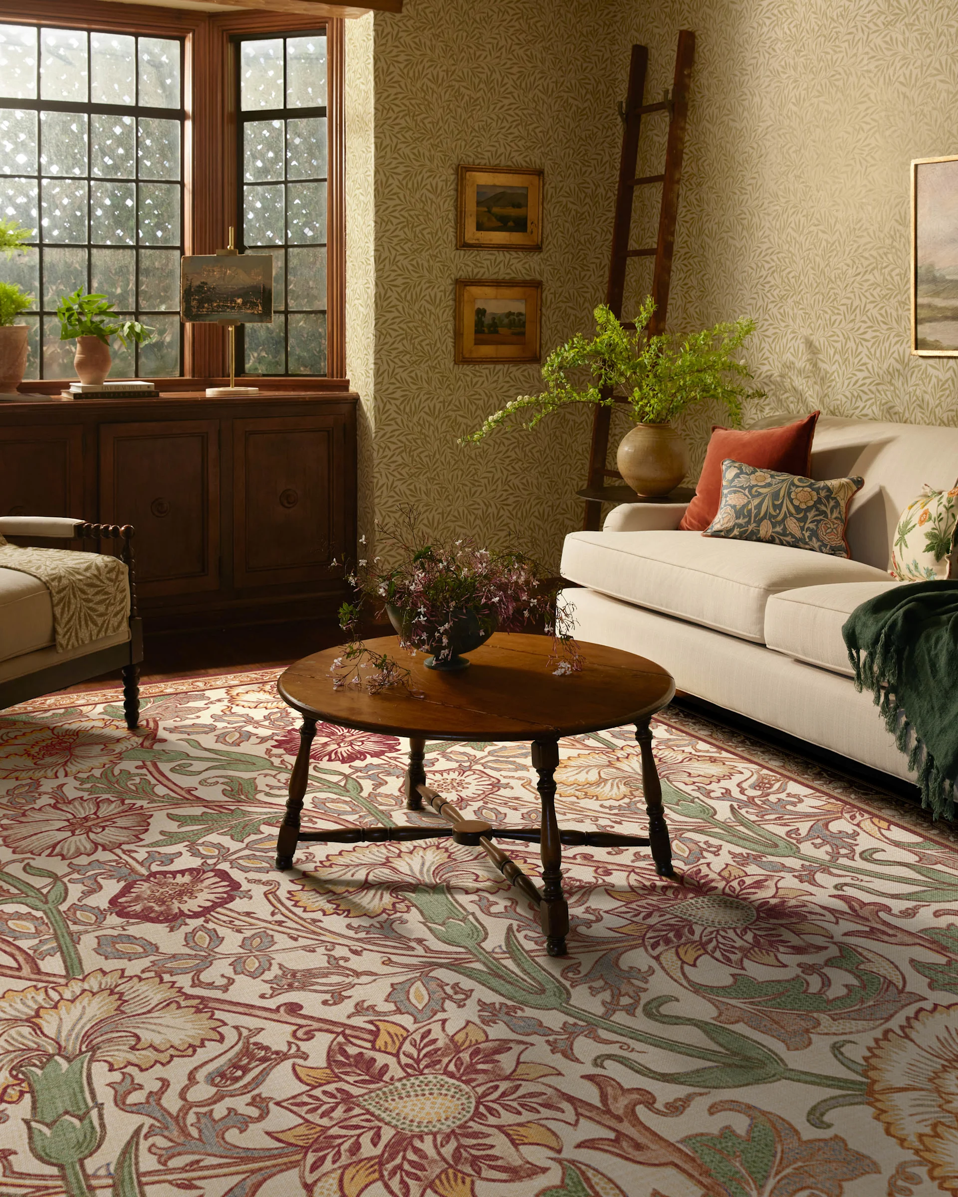 Morris & Co. Pink & Rose Burgundy Rug | Ruggable