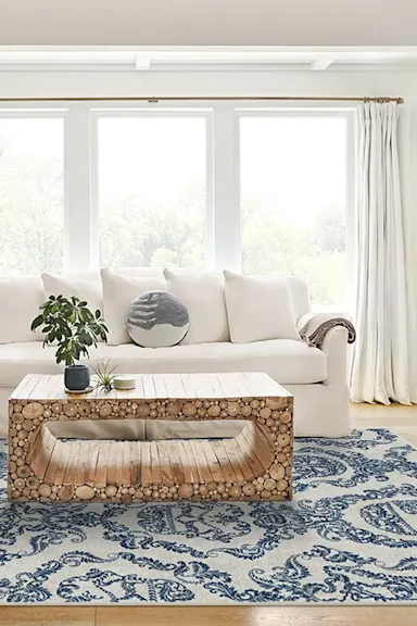 Dark Side Damask Delft Blue Rug | Ruggable