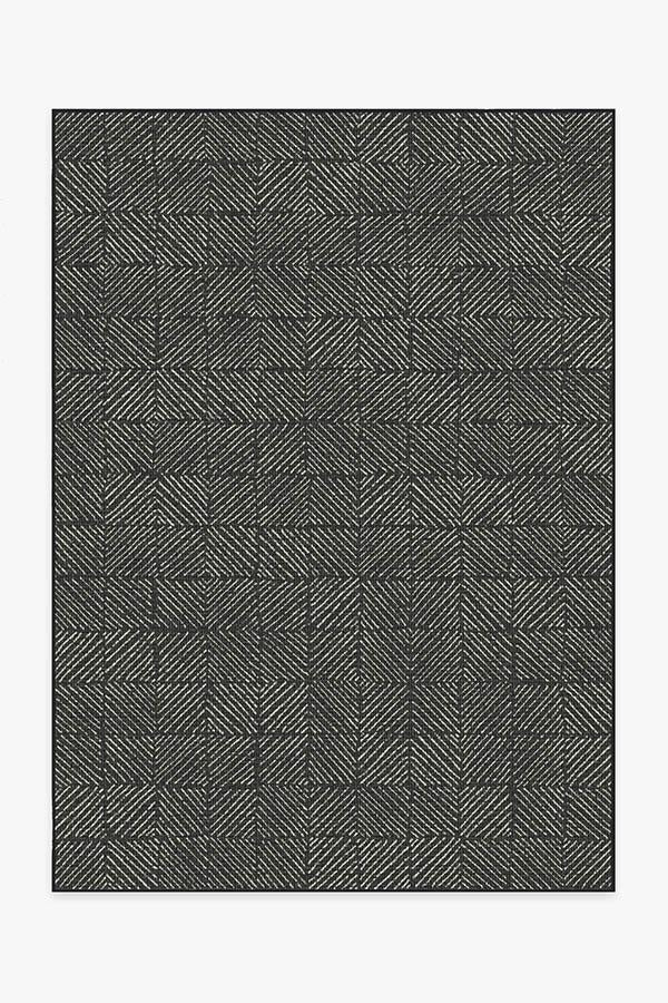 Outdoor Parquet Black Rug | Ruggable