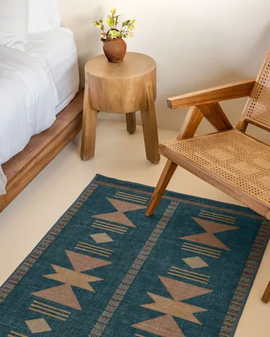 Lark Blue & Rose Rug | Ruggable