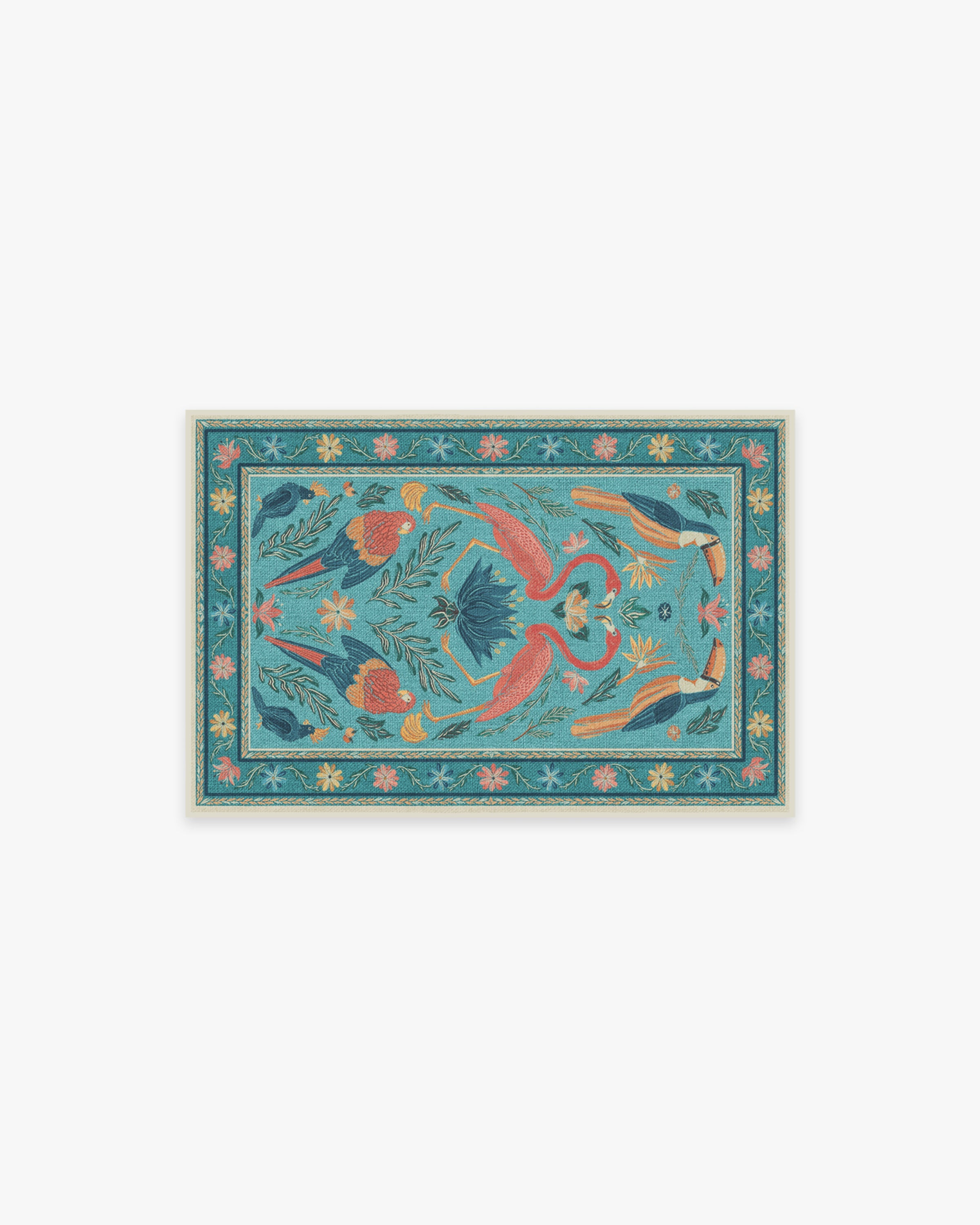 Iris Apfel Birds Of A Feather Aqua Rug | Ruggable