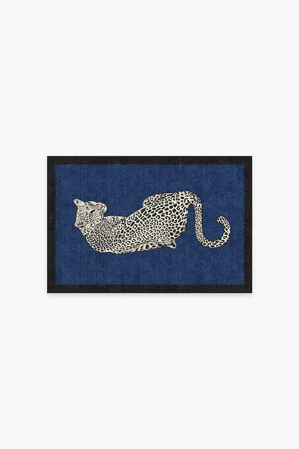 Jonathan Adler Snow Leopard Sapphire Rug | Ruggable