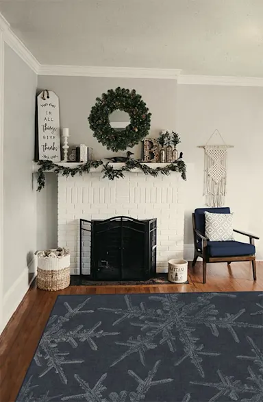 Snowflake Navy Rug | Ruggable