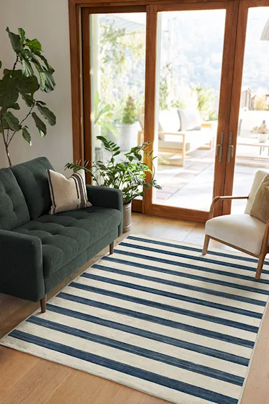 Sumi Sailor Stripe Navy Rug | Ruggable