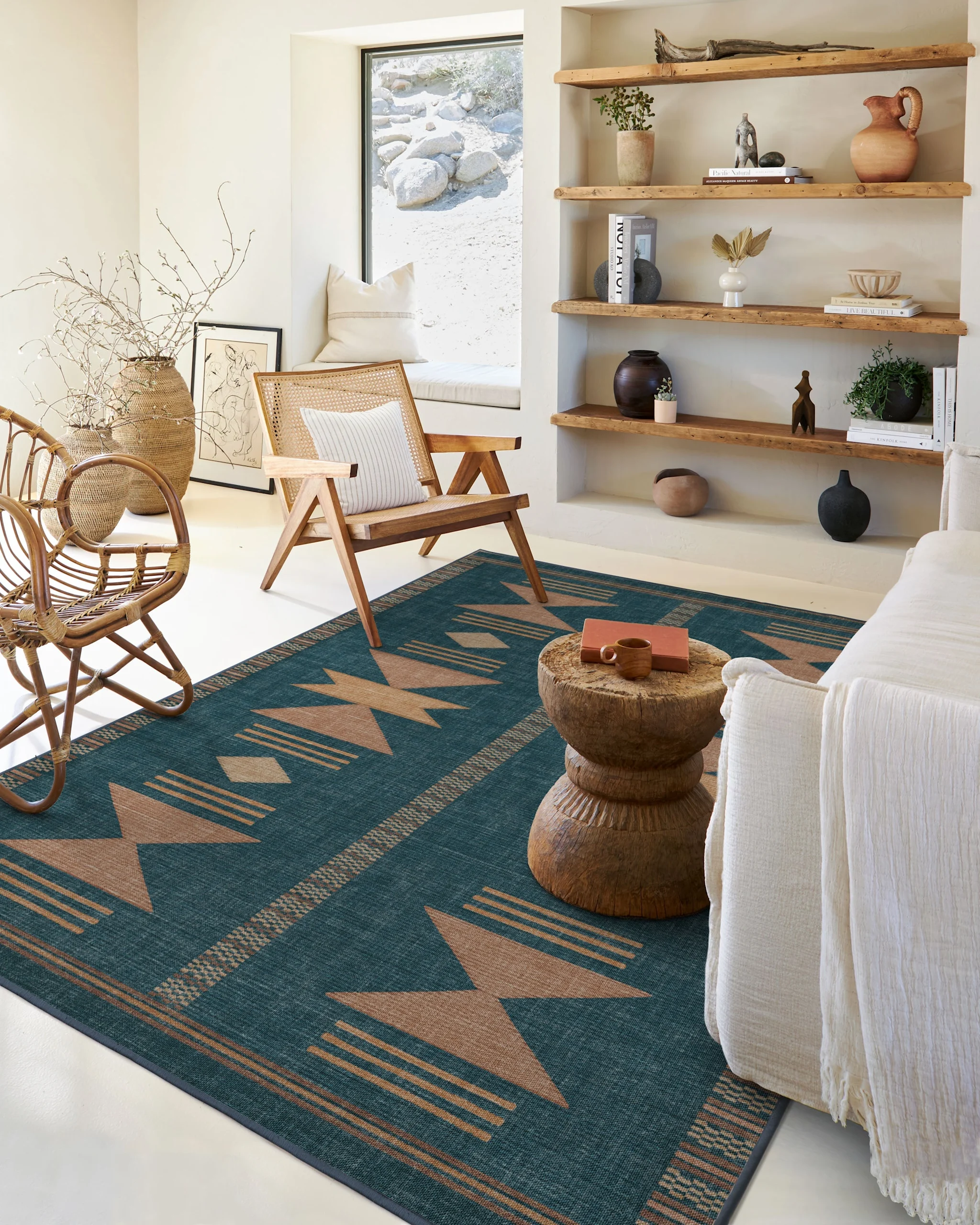 Lark Blue & Rose Rug | Ruggable