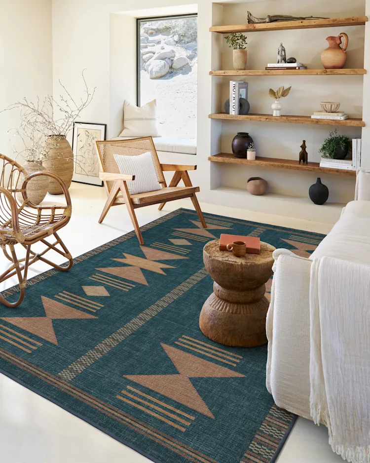 Lark Blue & Rose Rug | Ruggable
