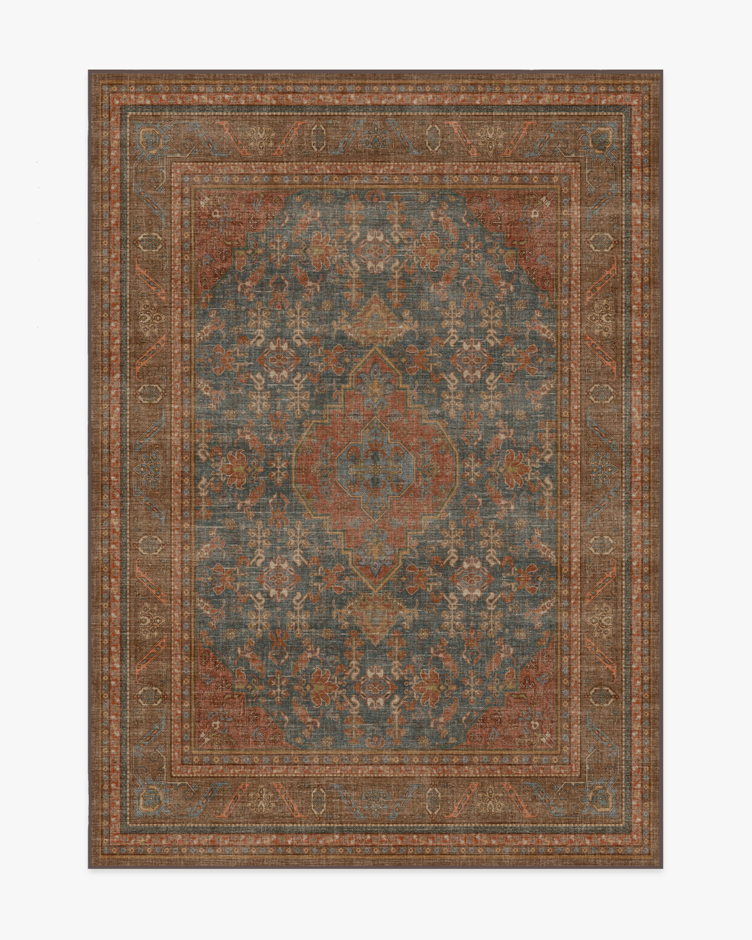 Rowan Teal Blue & Copper Tufted Rug | Ruggable