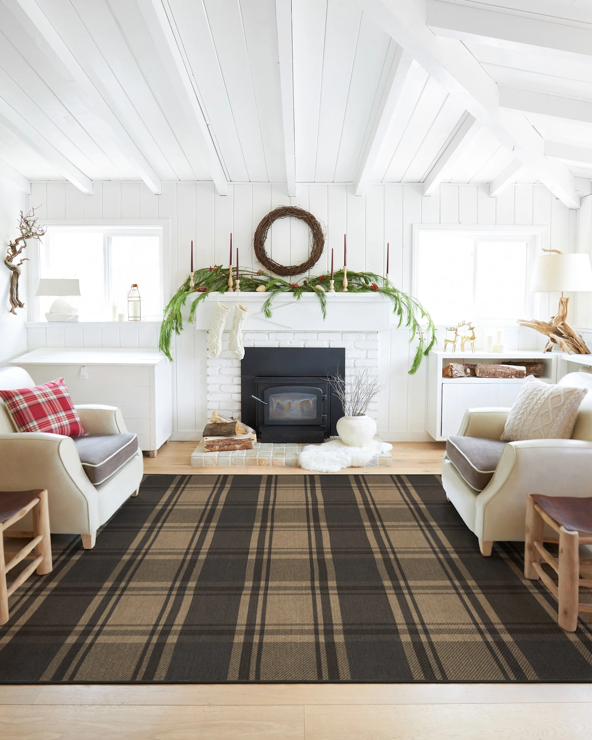 Easton Plaid Charcoal & Natural Rug | Ruggable