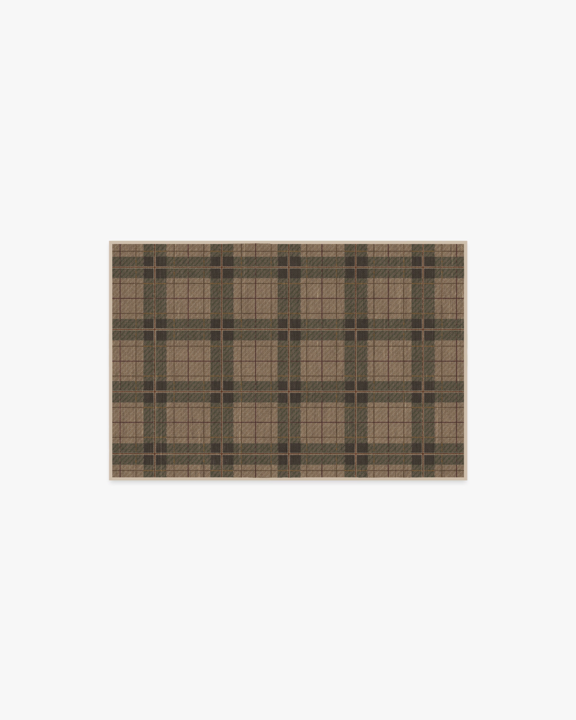 Alfie Plaid Natural & Green Rug | Ruggable