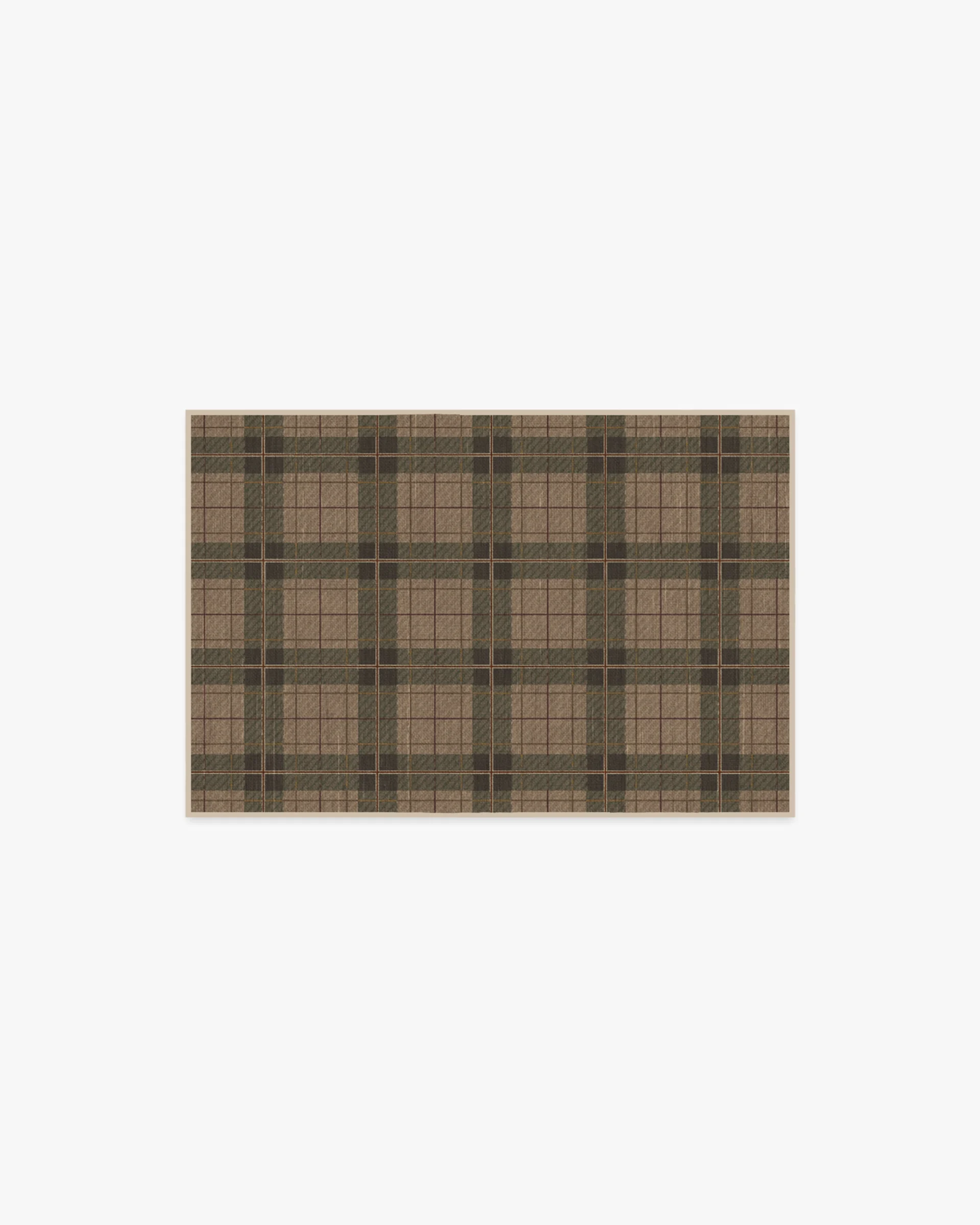 Alfie Plaid Natural & Green Rug | Ruggable