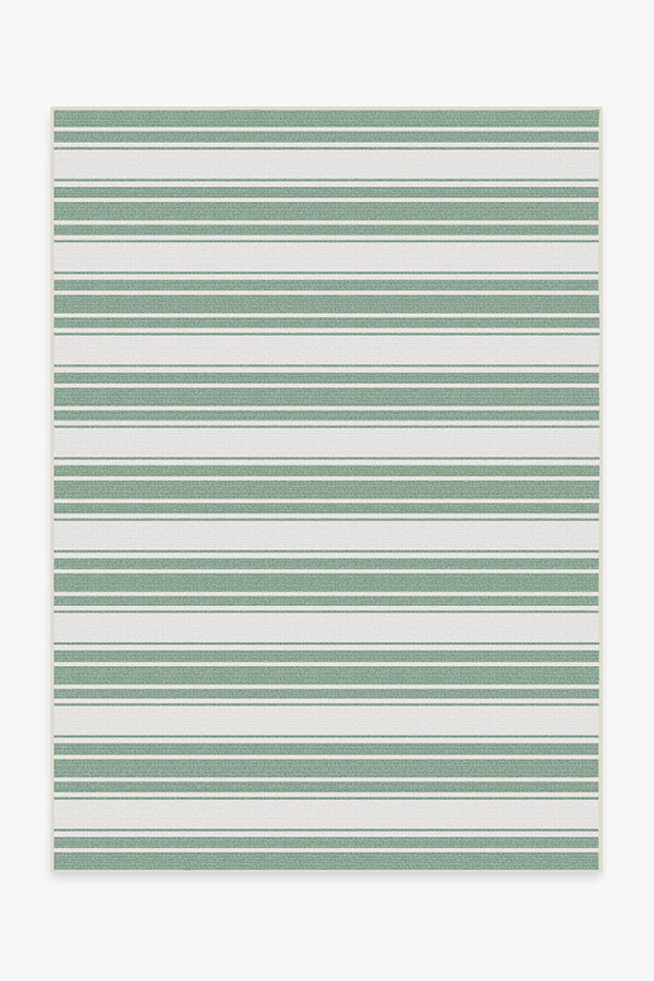 Outdoor Marina Stripe Sage Green Rug | Ruggable