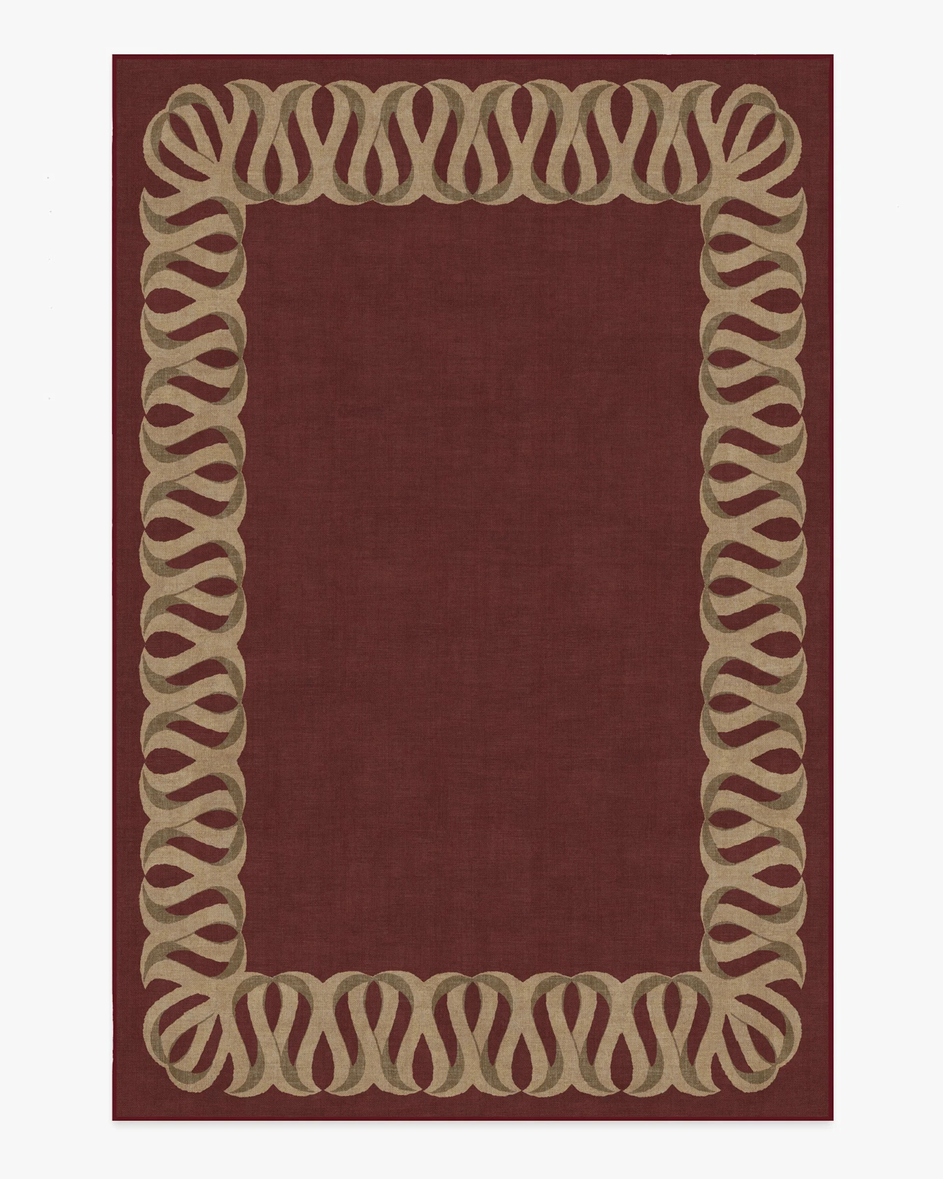 Ribbon Border Red & Natural Rug | Ruggable