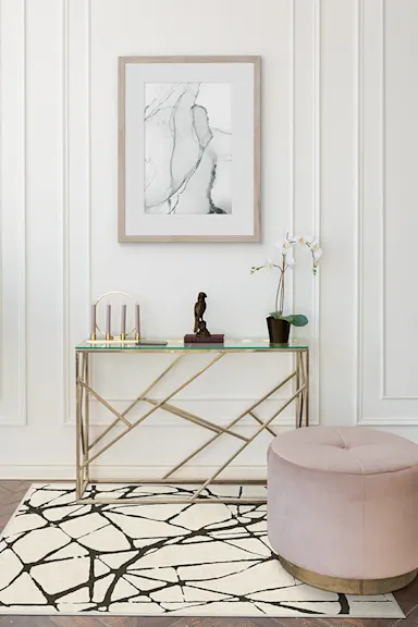 Nina Takesh Marion Schwarz & Elfenbein Teppich | Ruggable