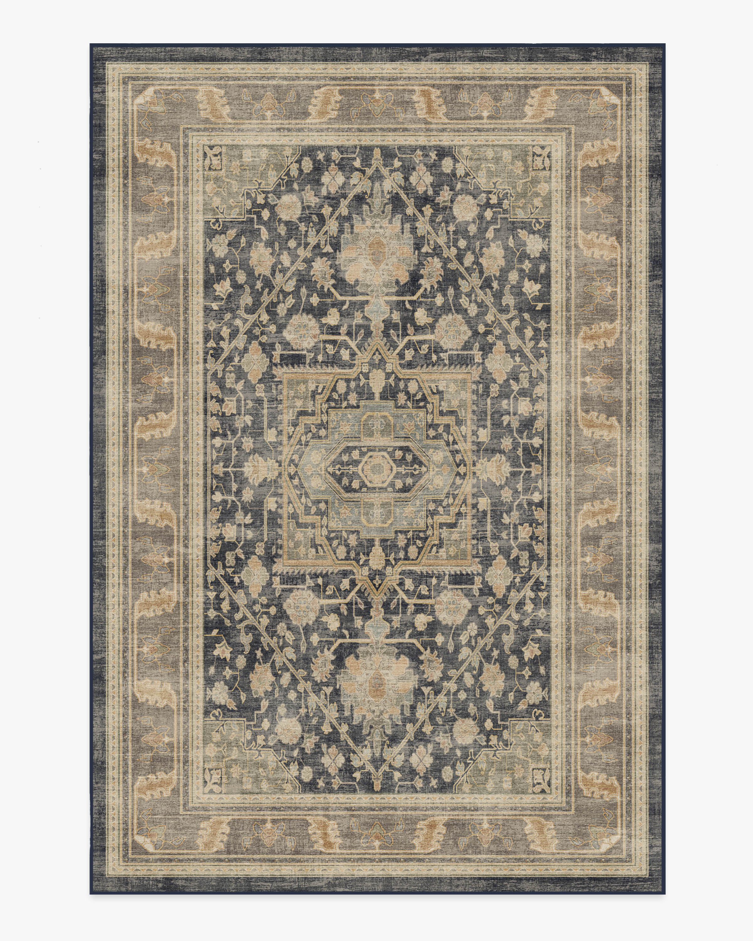 Zahra Ink & Vintage Citron Rug | Ruggable