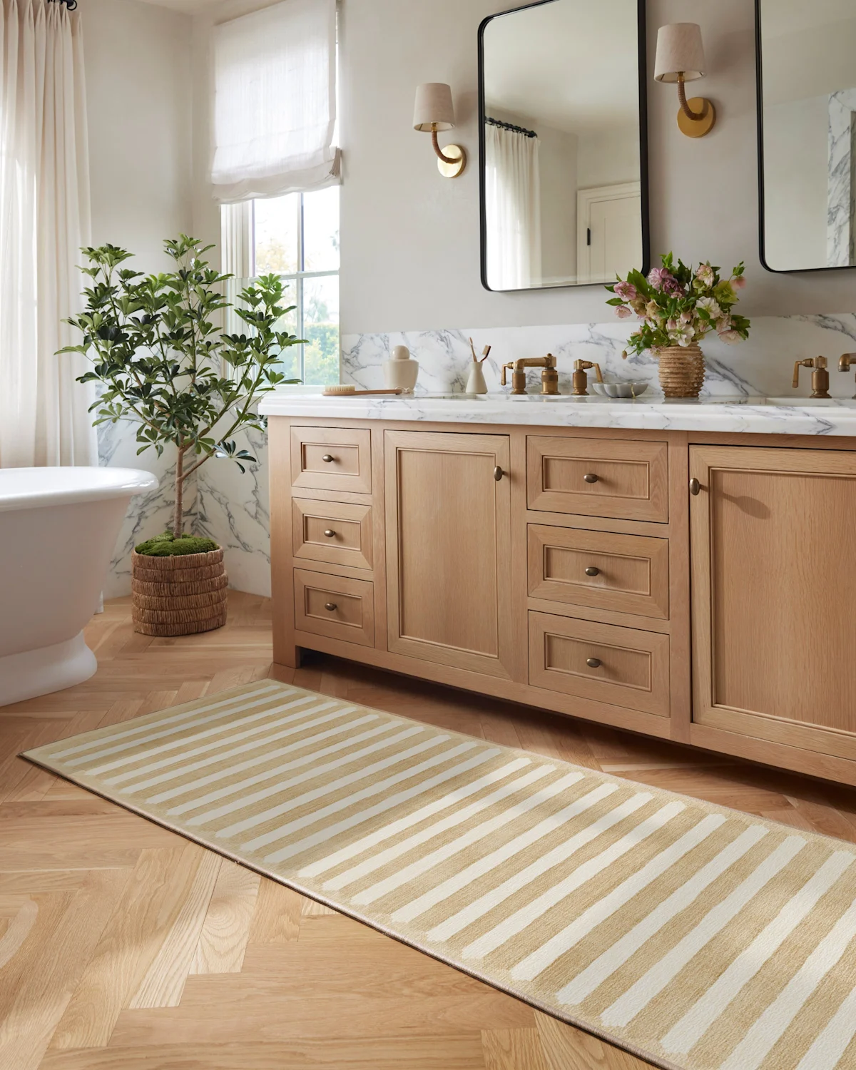 goop Elin Stripe Latte Cream Rug | Ruggable