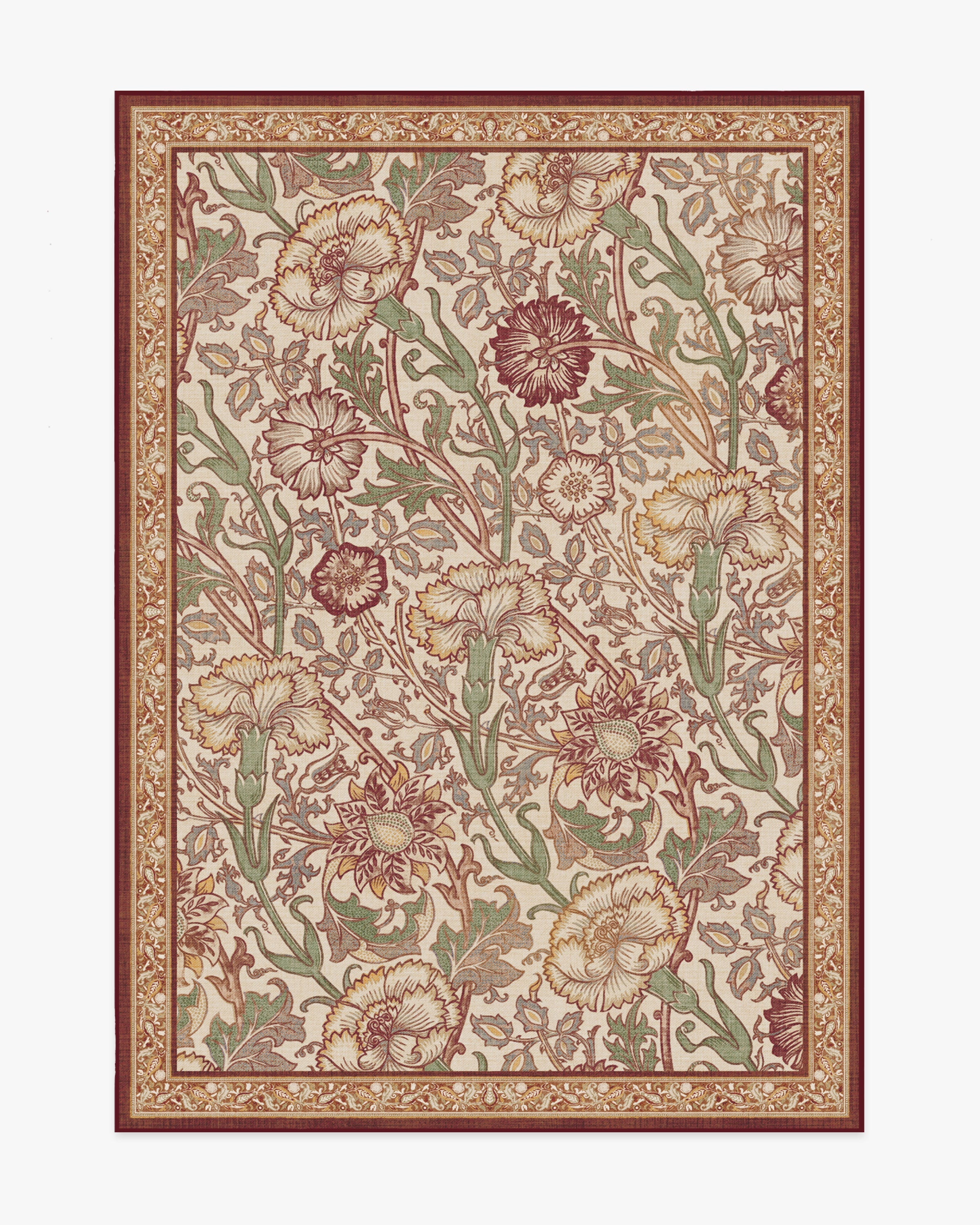 Morris & Co. Pink & Rose Burgundy Rug | Ruggable