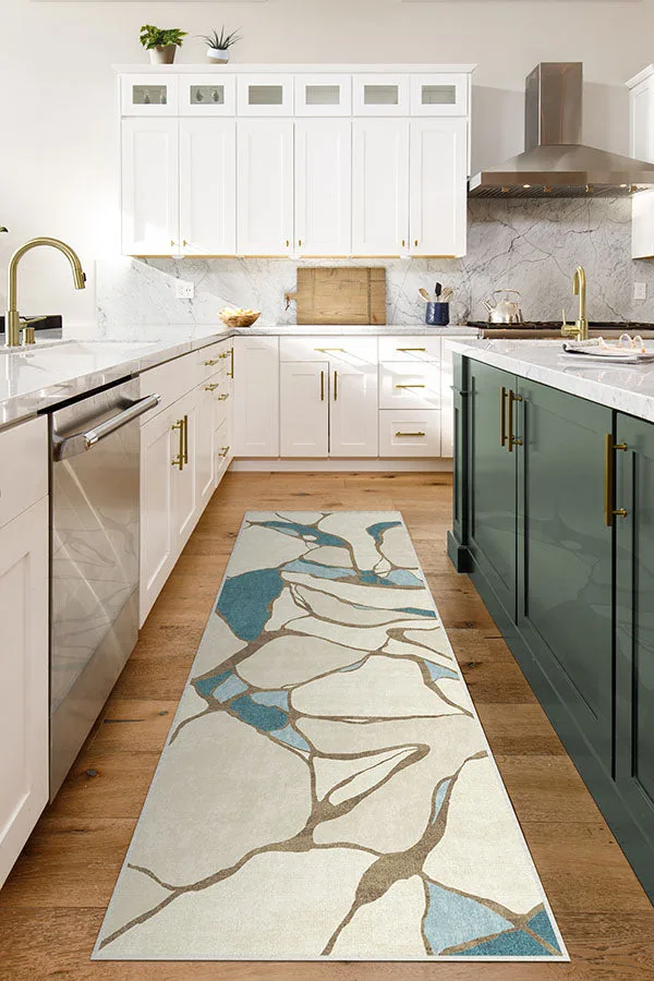 Nina Takesh Aude Teal & Ivory Rug | Ruggable