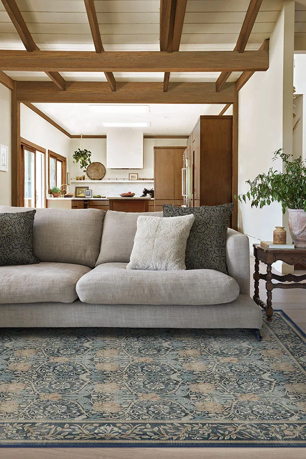 Morris & Co. Honeysuckle & Tulip Indigo Rug | Ruggable