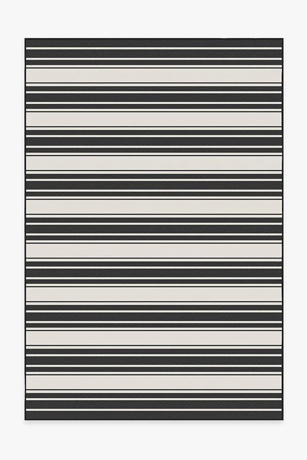 Outdoor Marina Stripe Black Rug | Ruggable