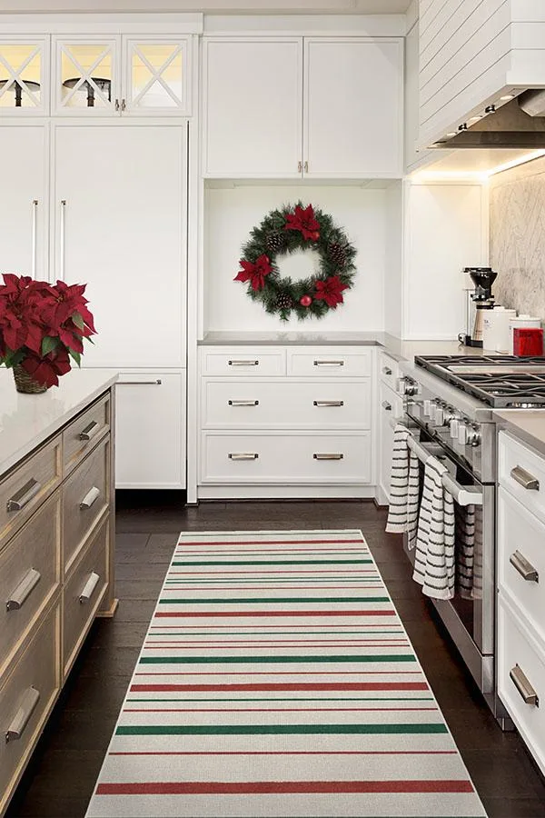Hudson Stripe Red & Green Rug | Ruggable