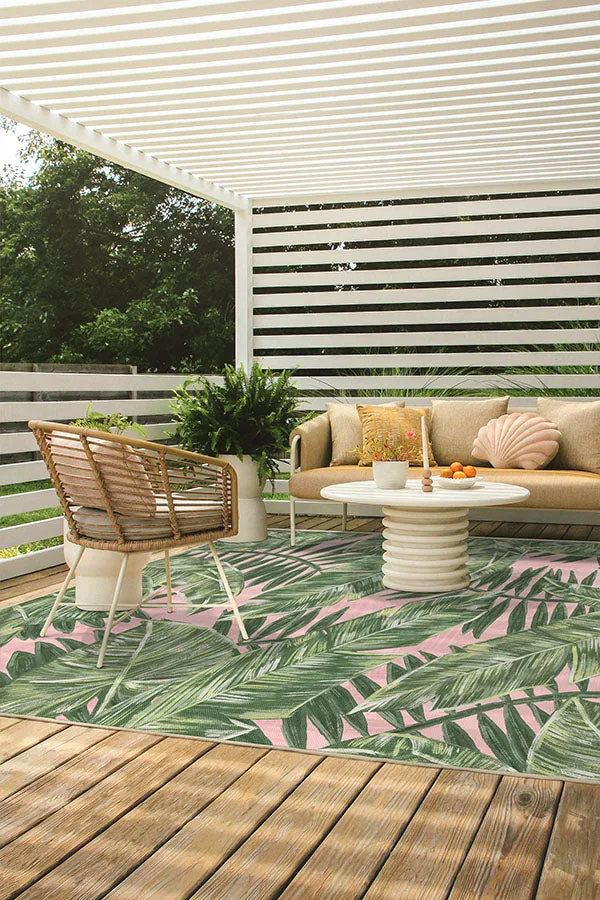 Outdoor Filifera Palm Pink Rug | Ruggable