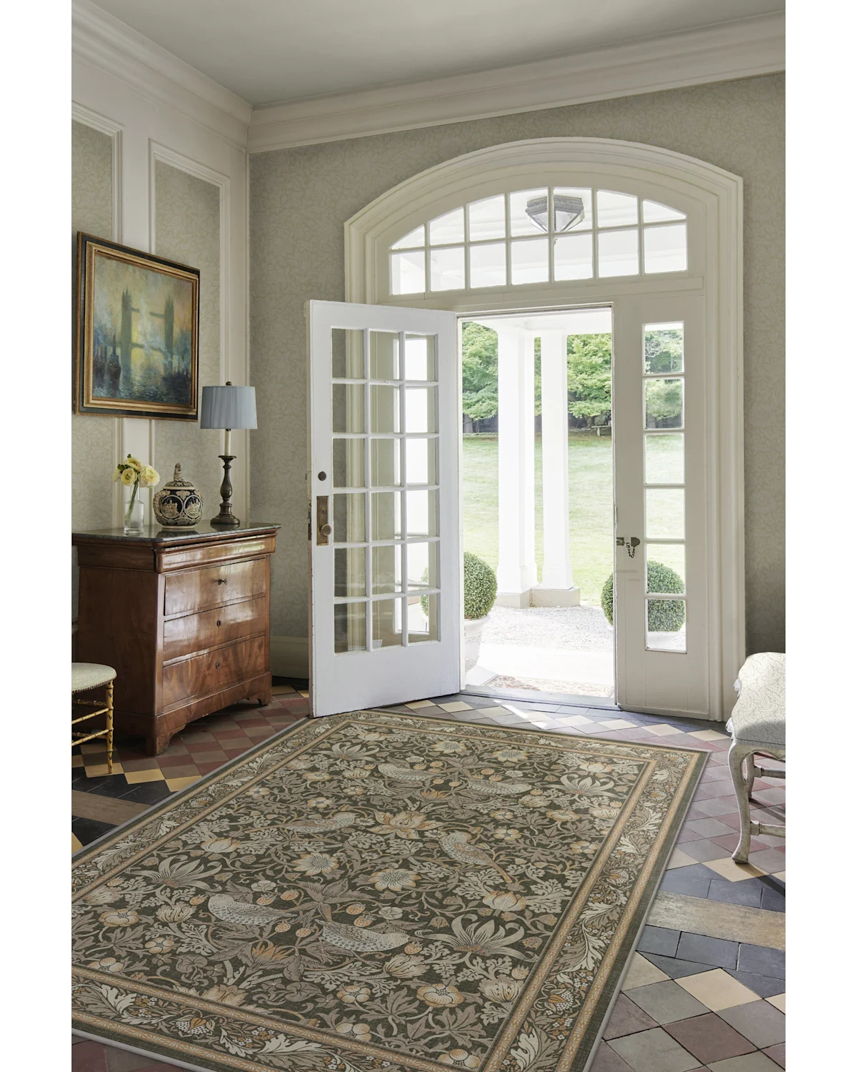 Morris & Co. Strawberry Thief Stone Gold Rug | Ruggable