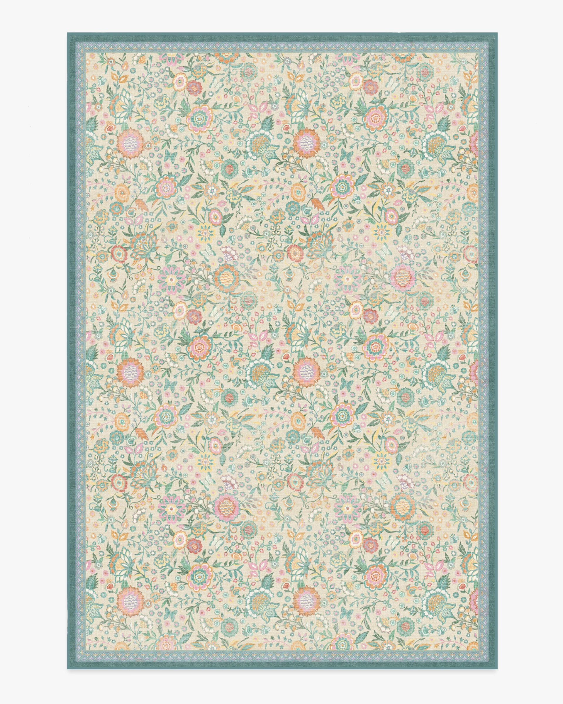 Bridgerton Royal Garden Ivory & Jade Rug | Ruggable