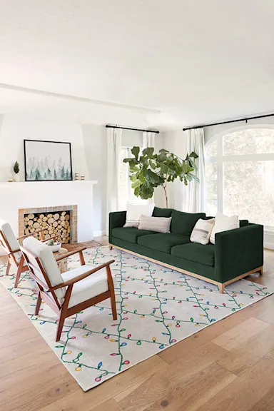 Holiday Lights Creme Rug | Ruggable