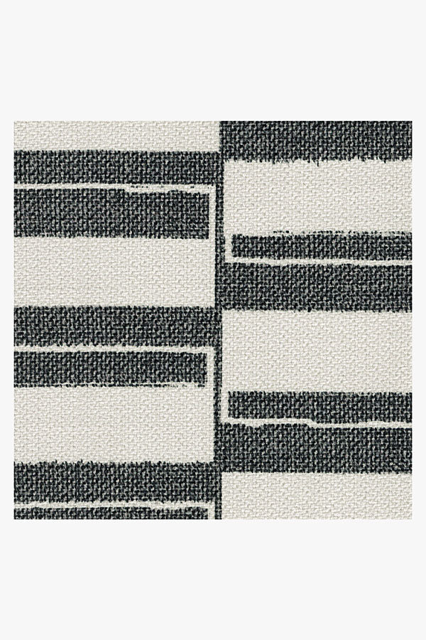 Outdoor Offset Stripe Black Rug