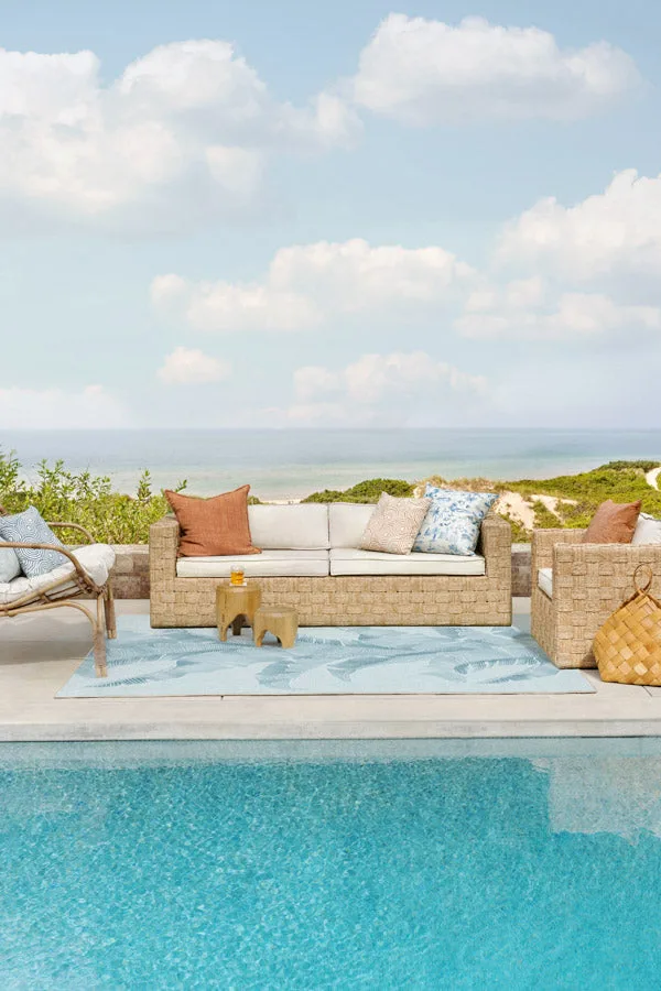 Gray Malin Outdoor Banana Leaf Soft Blue Rug | Ruggable