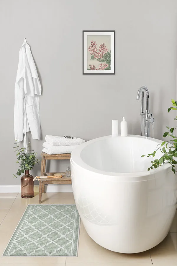 Tria Trellis Sage Green Bath Mat | Ruggable