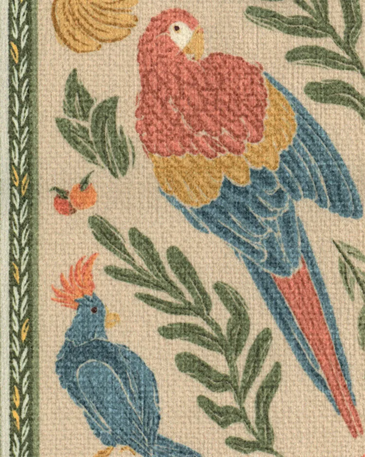 Iris Apfel Birds Of A Feather Green & Peach Rug | Ruggable