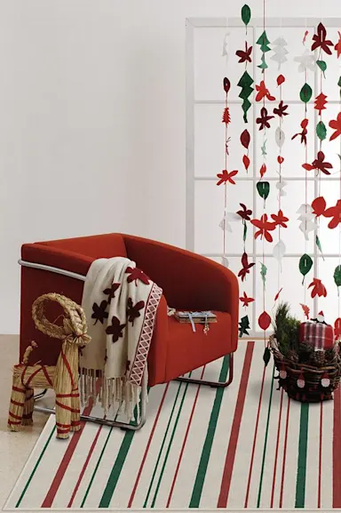 Hudson Stripe Red & Green Rug | Ruggable