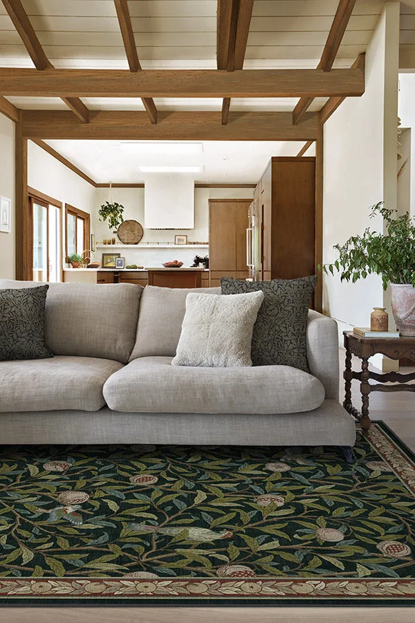 Morris & Co. Bird & Pomegranate Teal Green Rug | Ruggable