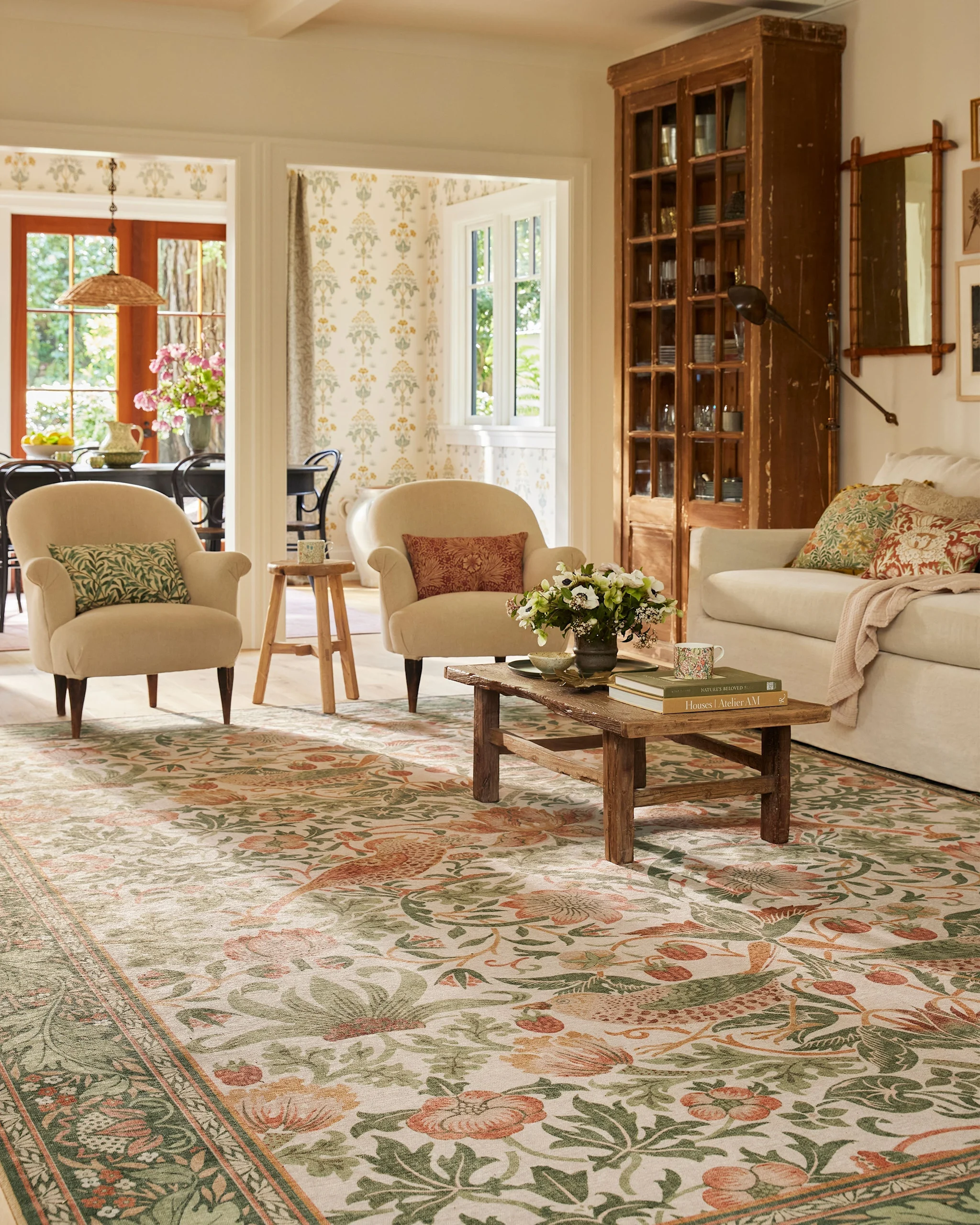 Morris & Co. Strawberry Thief Sage & Rose Rug | Ruggable