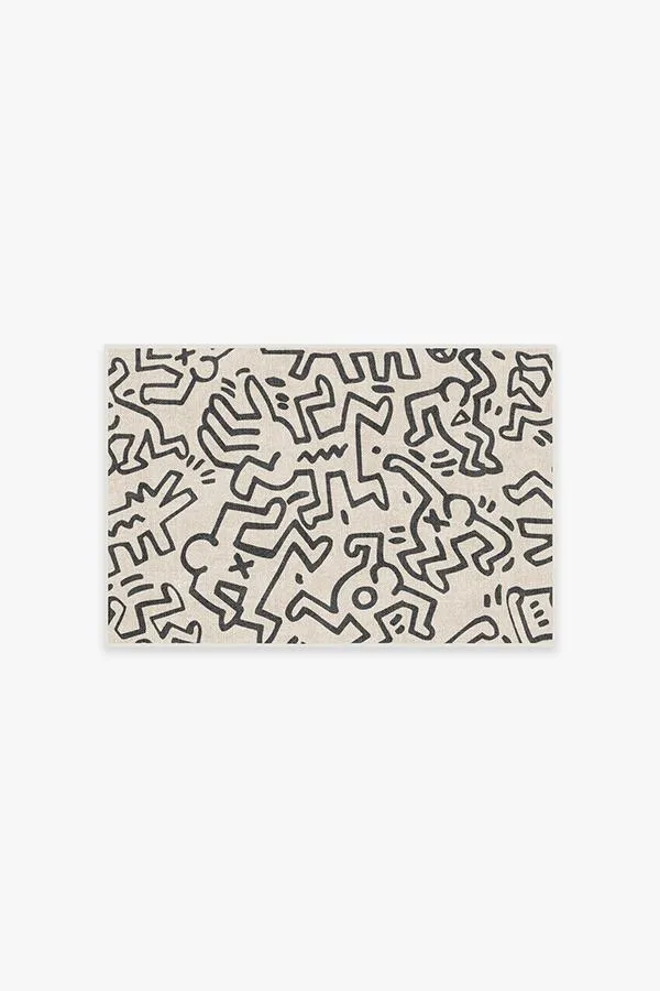 Keith Haring Block Party Black & Ivory | Ruggable