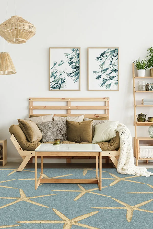 Starfish Pale Blue Rug | Ruggable