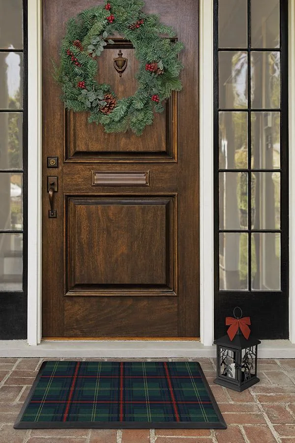 Winter Tartan Evergreen Doormat | Ruggable