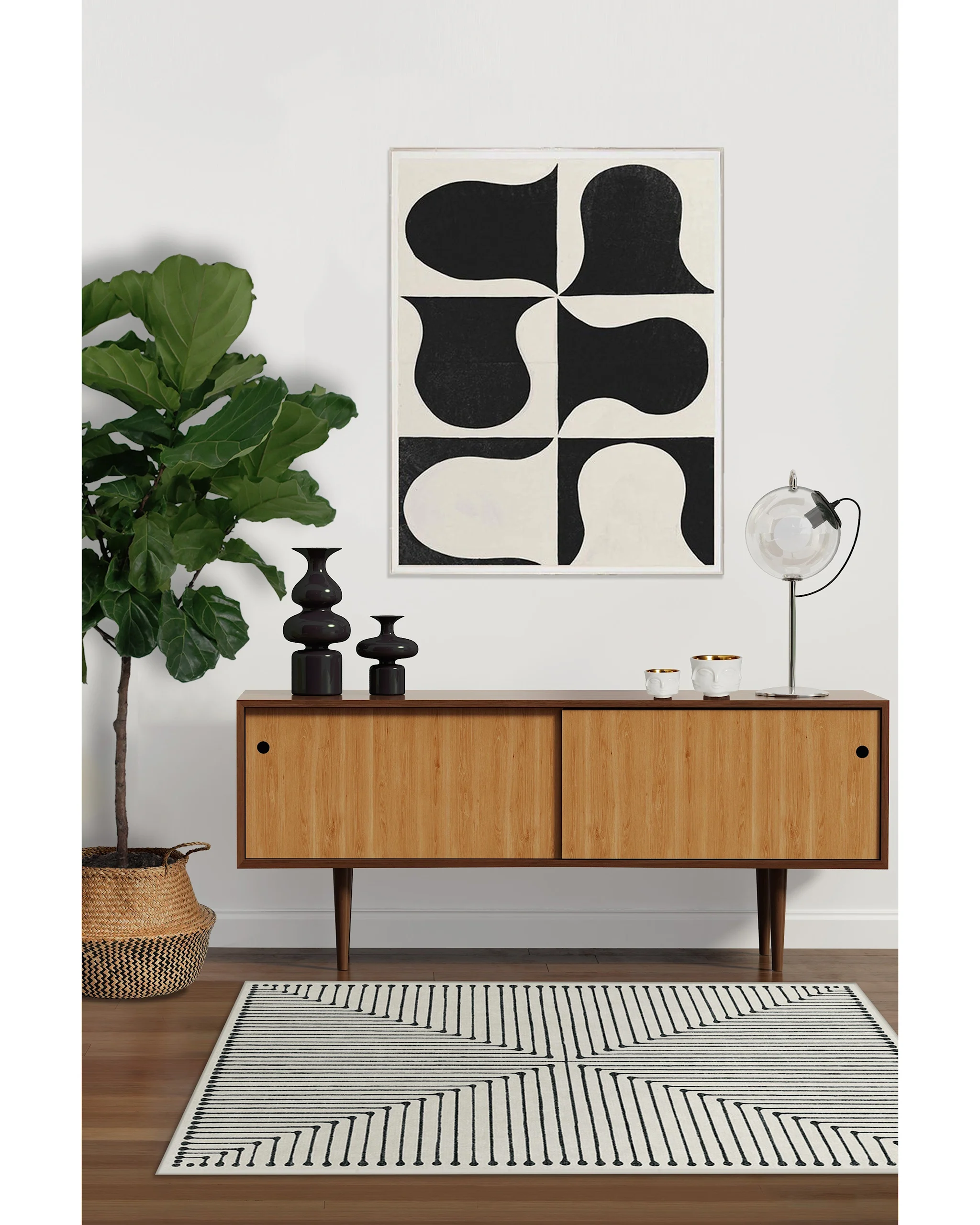 Jonathan Adler Inkdrop Black Ivory Rug