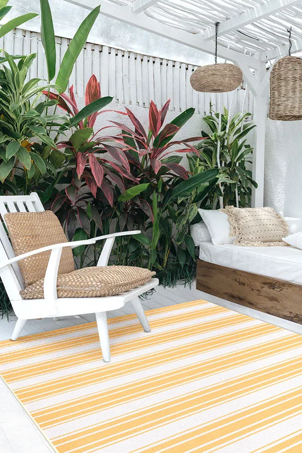Outdoor Marina Stripe Yellow Rug | Ruggable