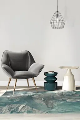 Aurora Teal Grey Rug | Ruggable